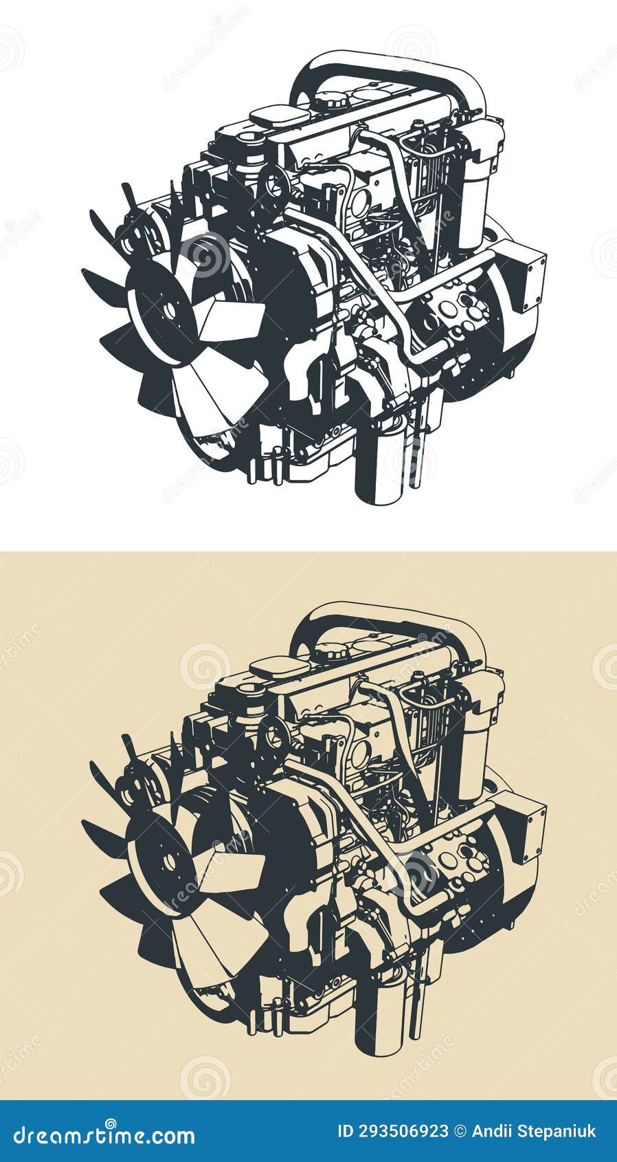 Diesel Engine Illustrations Stock Vector - Illustration of mesh ...