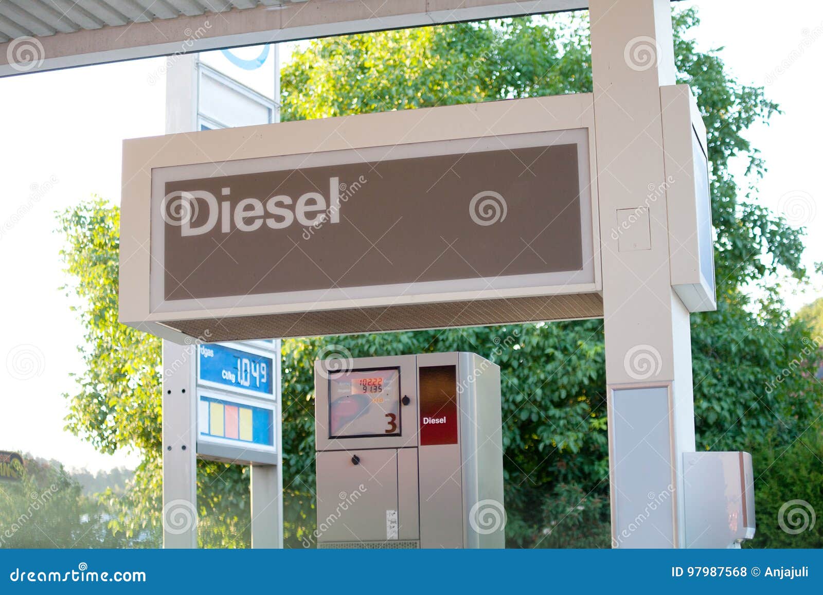 Diesel fuel at gas station stock photo. Image of fuel - 97987568