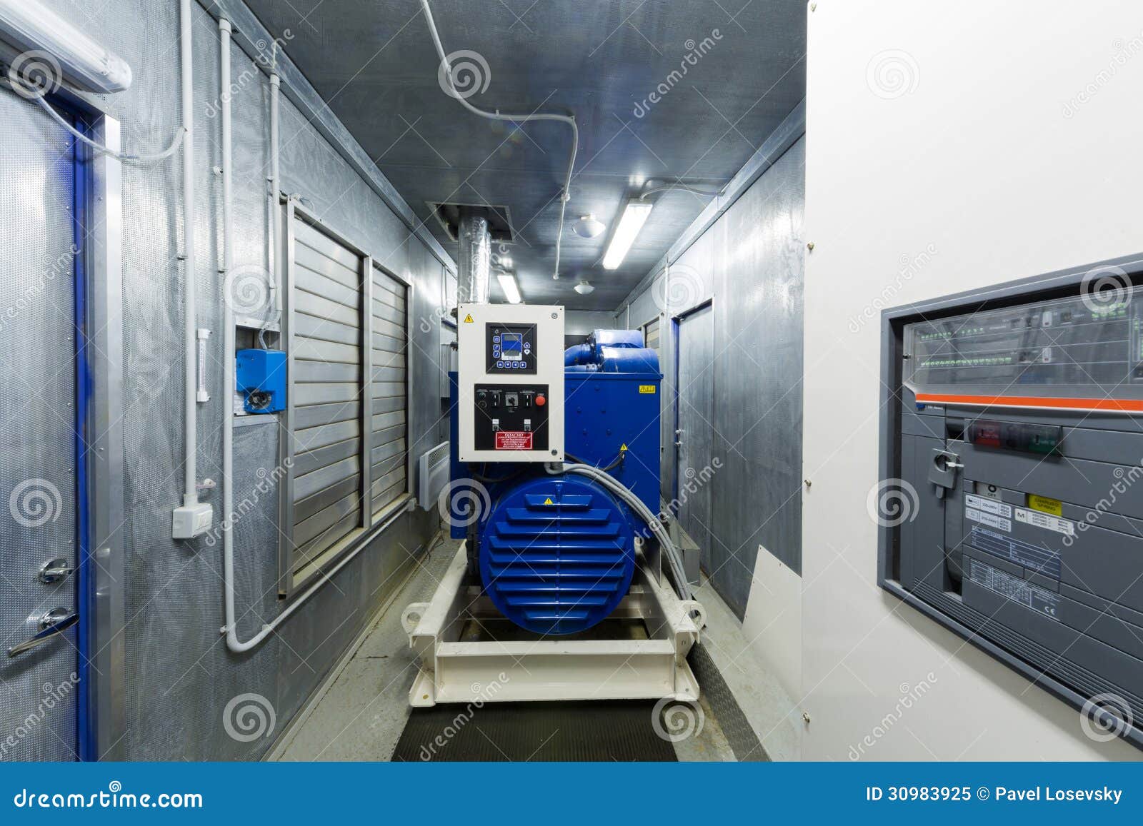 Diesel Generator for Backup Power in Room Stock Image - Image of pipes ...