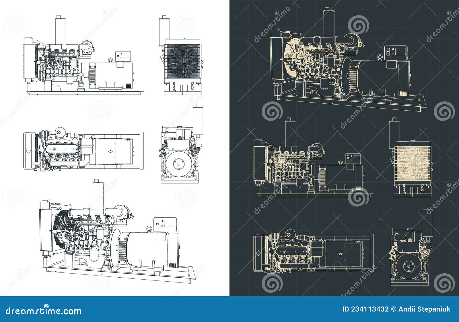 Diesel Generator Blueprints Stock Vector - Illustration of fuel, plant ...