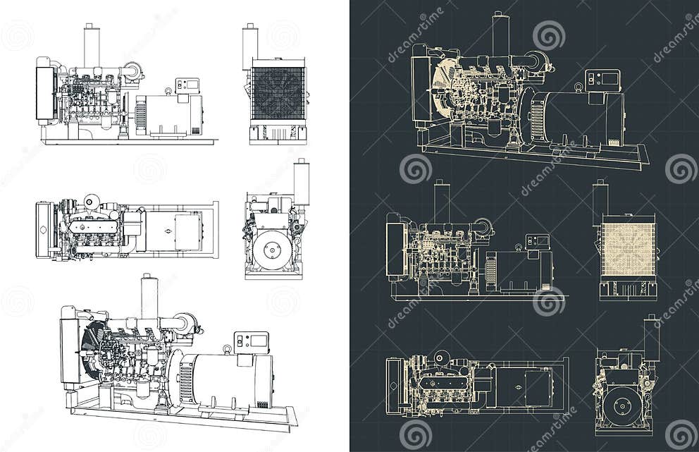 Diesel Generator Blueprints Stock Vector - Illustration of fuel, plant ...