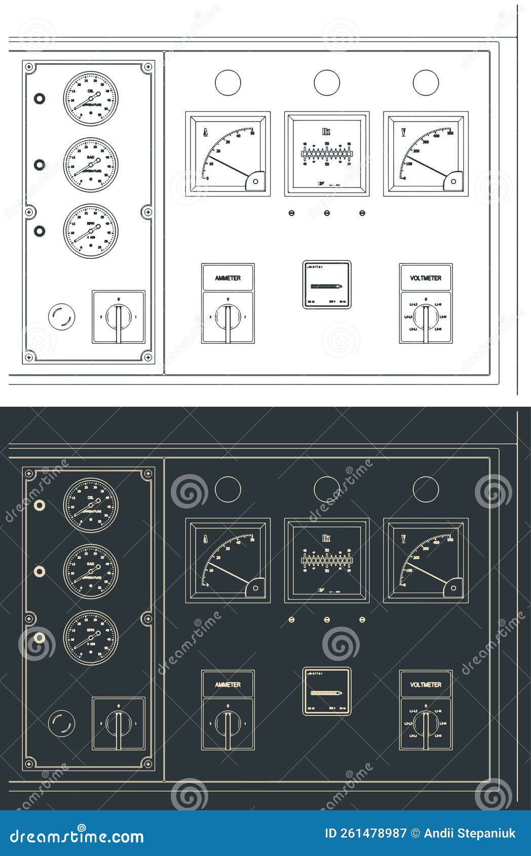 Diesel Generator Control Panel Drawings Stock Vector - Illustration of ...