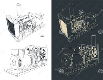 Diesel generator drawings stock vector. Illustration of vector - 234113436