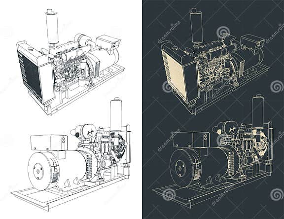 Diesel generator drawings stock vector. Illustration of vector - 234113436