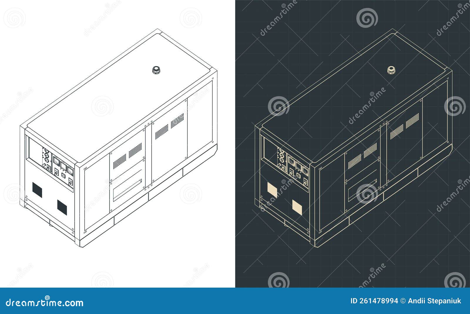 Diesel Generator Isometric Blueprint Stock Vector - Illustration of ...