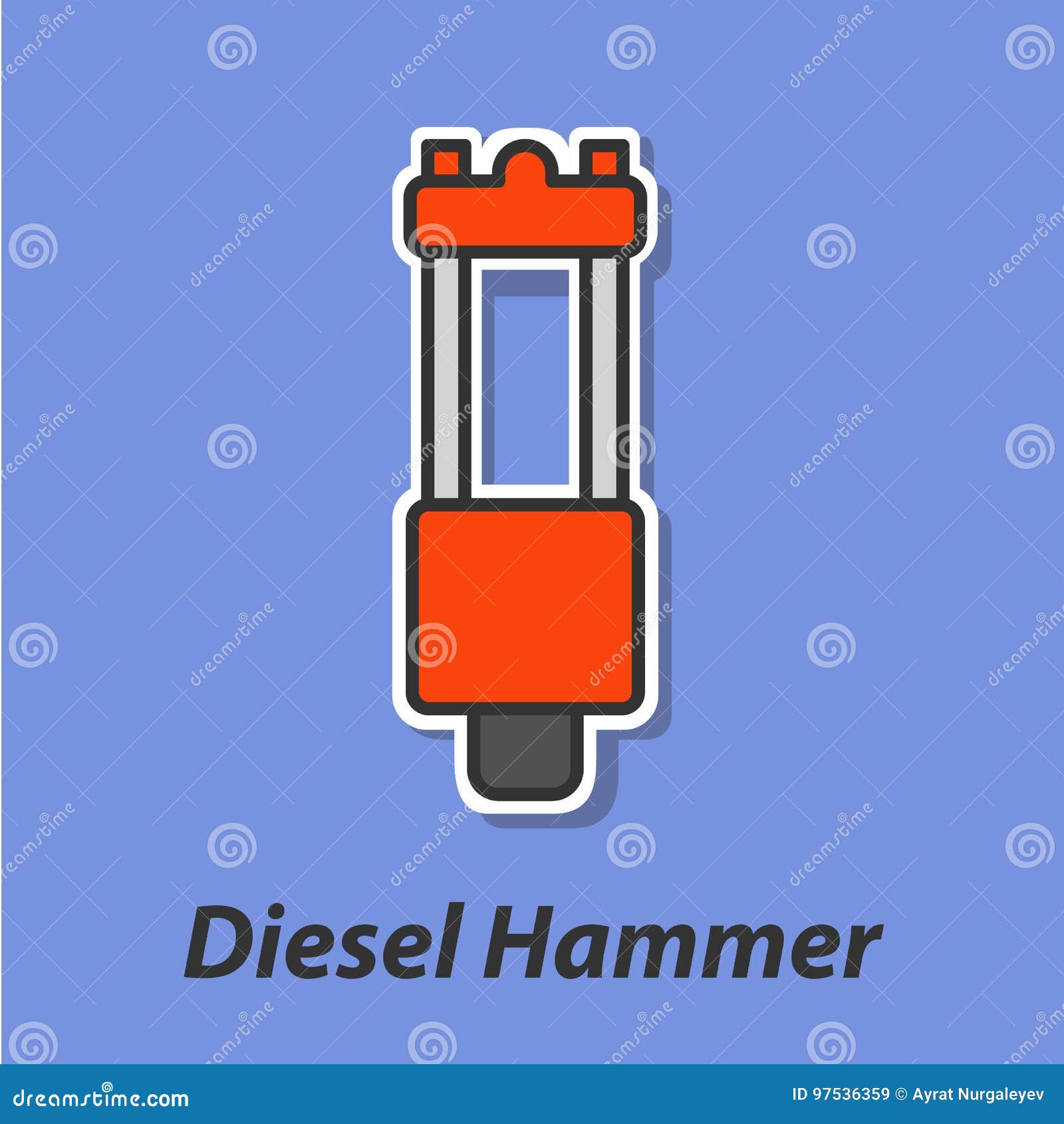 Diesel Hammer Color Flat Icon. Stock Vector - Illustration of vector ...
