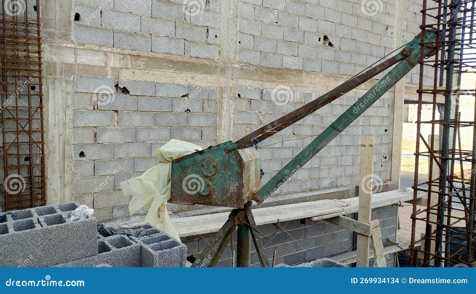 Diesel hoisting machine stock photo. Image of wood, brick - 269934134