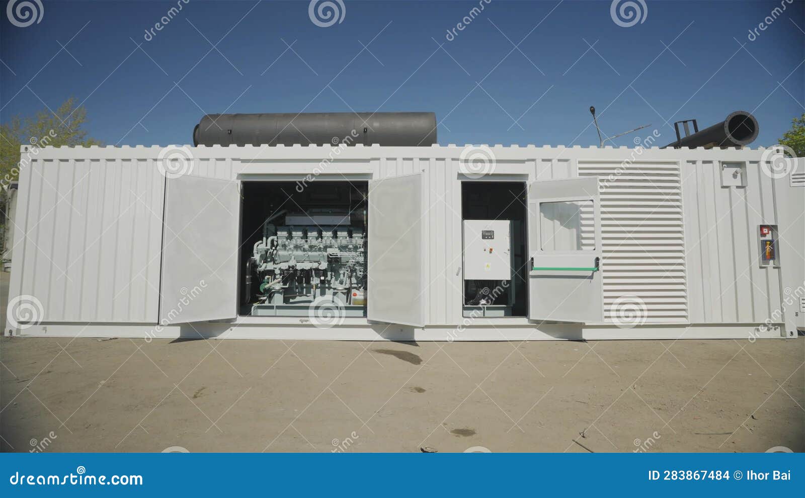 Diesel Industrial Power Generator Generator. Exterior of a Large ...
