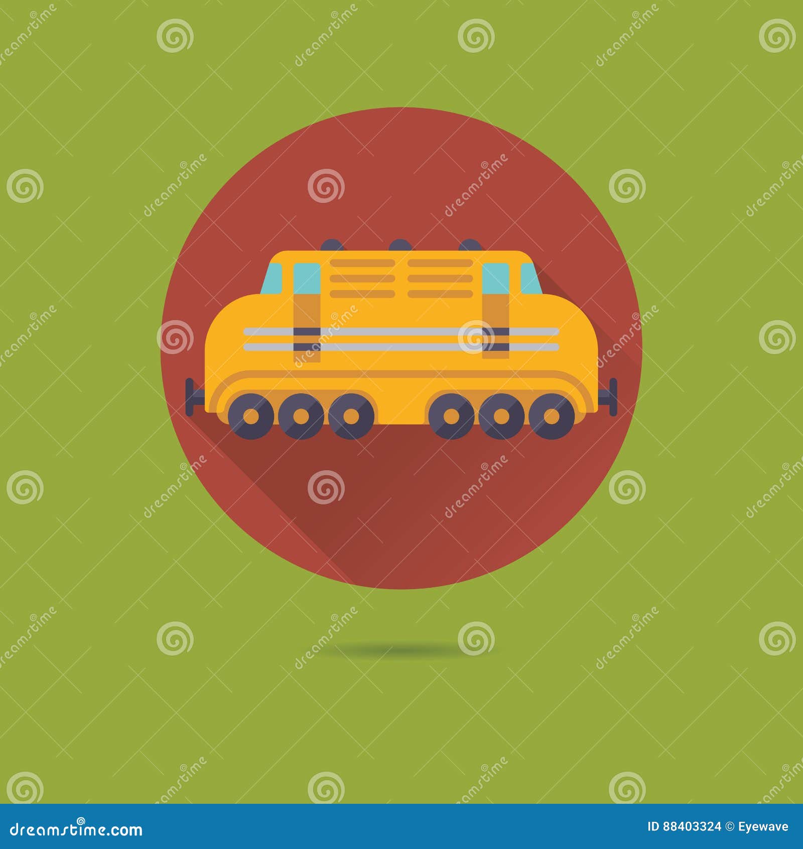 Diesel Locomotive Flat Design Vector Icon Stock Vector - Illustration ...