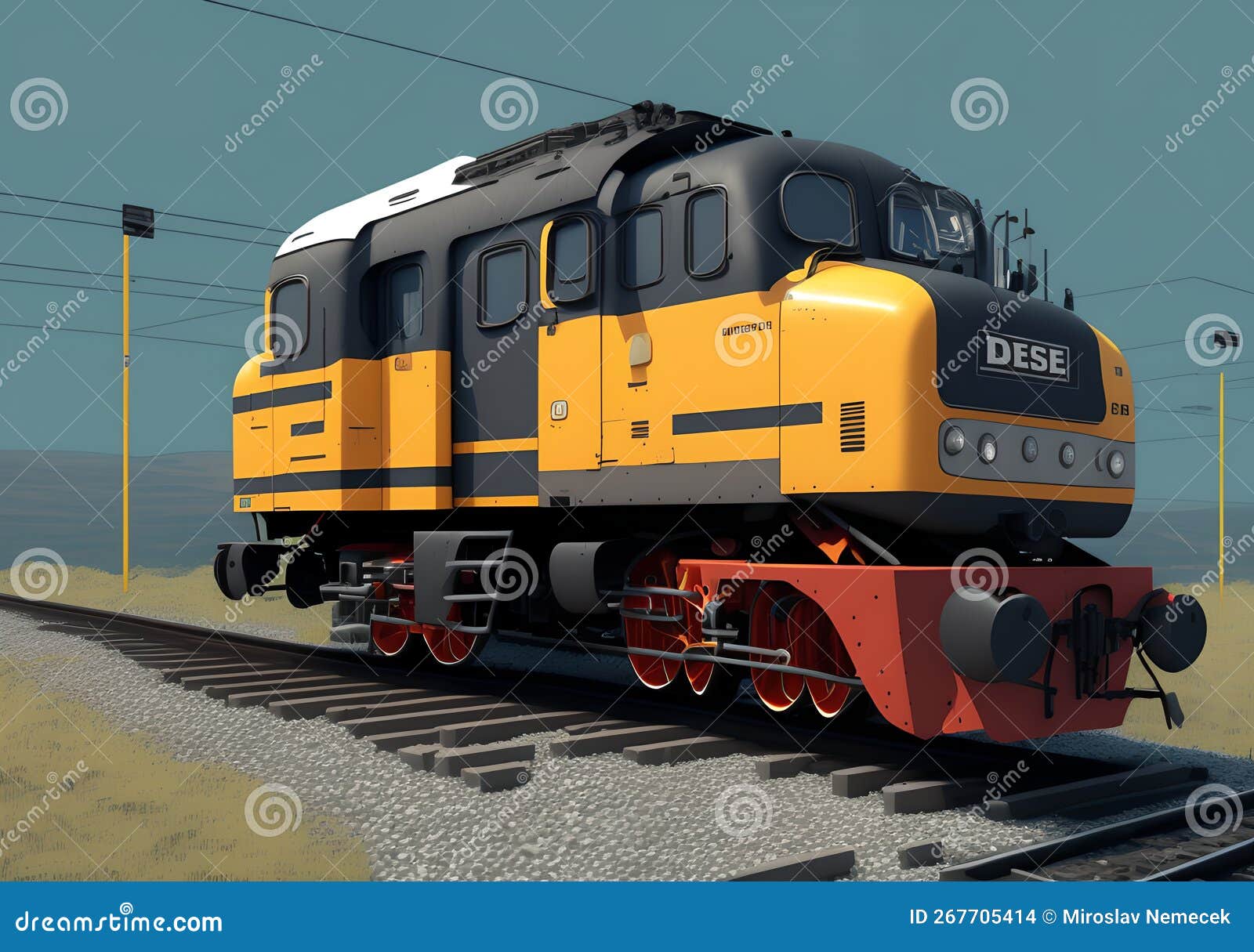 Diesel Locomotive, Generative AI Illustration Stock Illustration ...