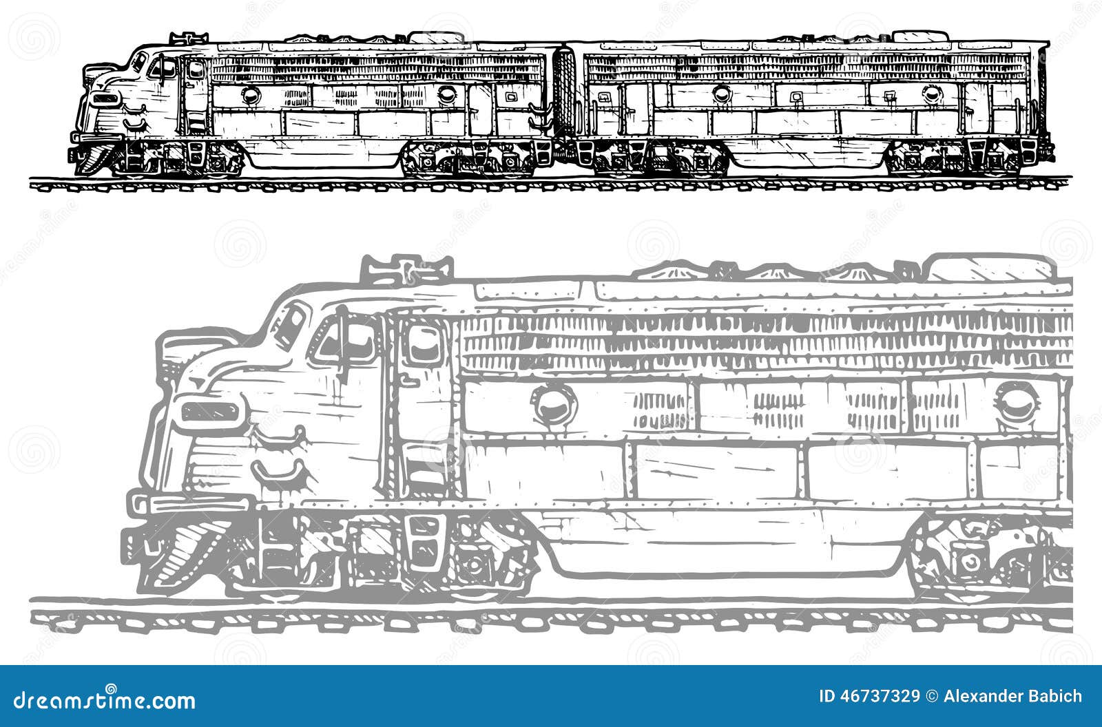 Diesel Locomotive And Electric Locomotive. Flat Vector Illustration ...