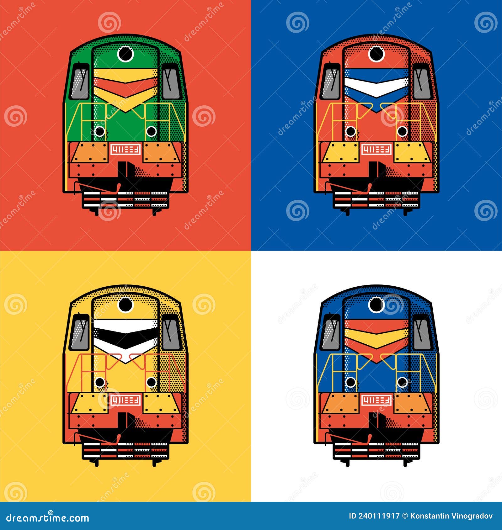 Diesel Locomotives. Front View Stock Vector - Illustration of railways ...