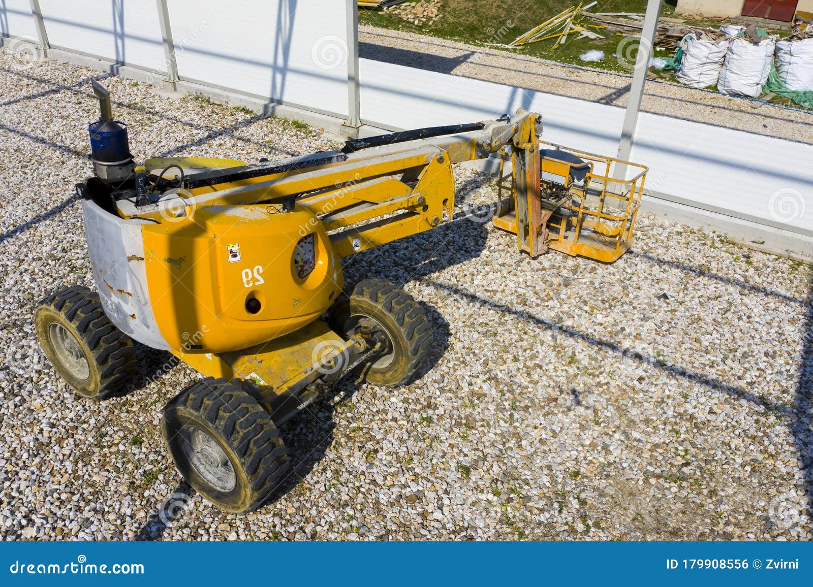 Diesel powered boom lift stock photo. Image of construction - 179908556