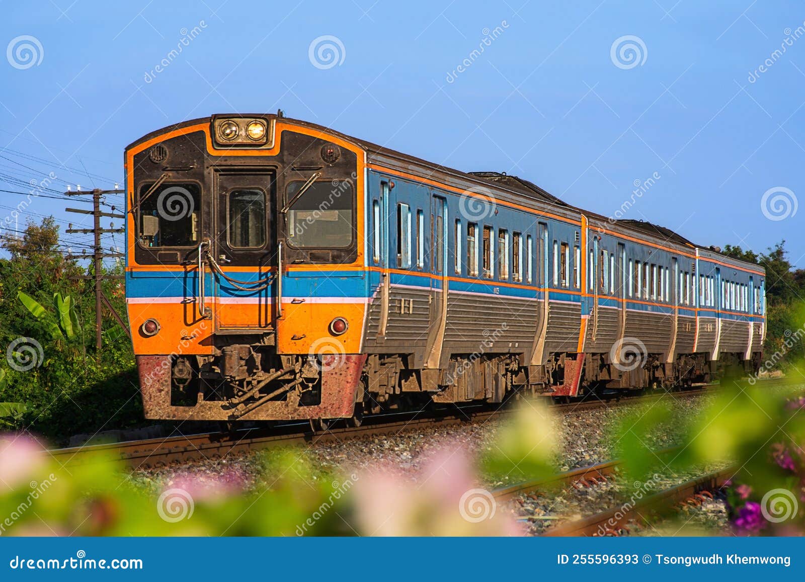 Diesel Railcar on the Railway. Stock Image - Image of rails, line ...
