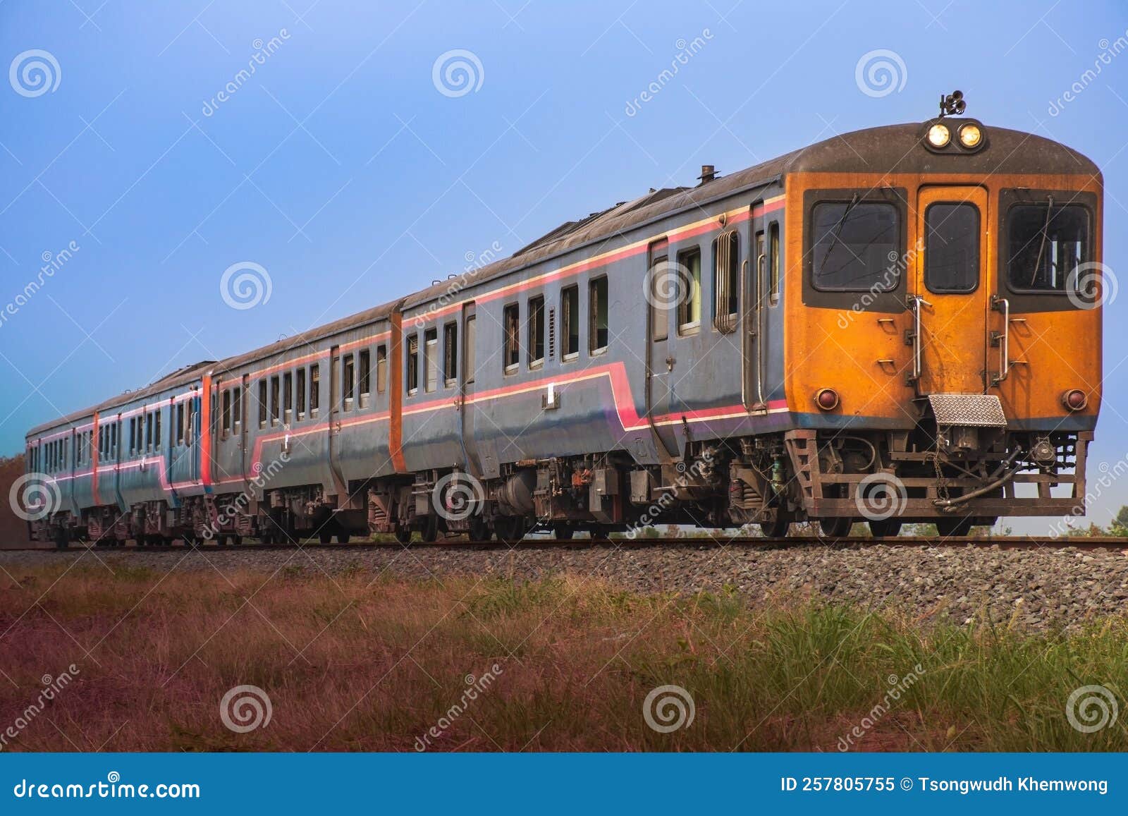 Diesel Railcar on the Railway on the Railway. Stock Image - Image of ...