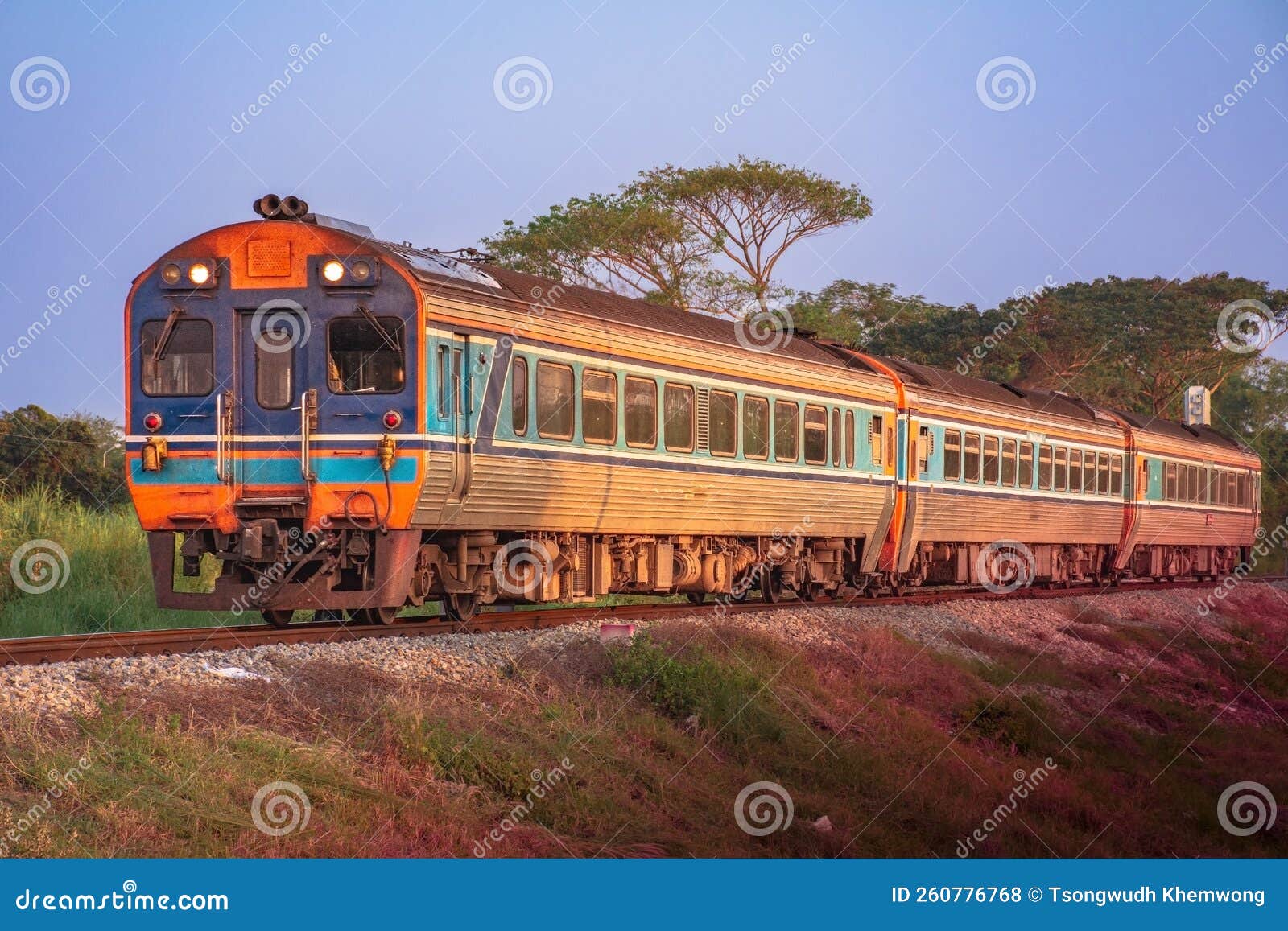 Diesel Railcar on the Railway. Stock Photo - Image of express, metal ...