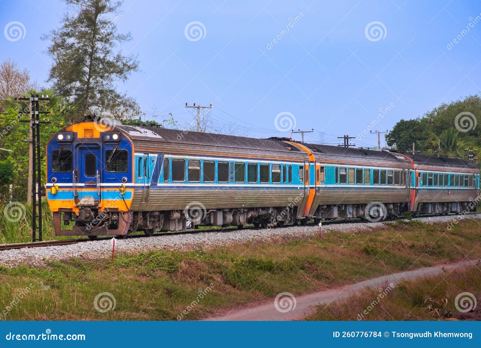 Diesel Railcar on the Railway. Stock Photo - Image of heavy, metal ...