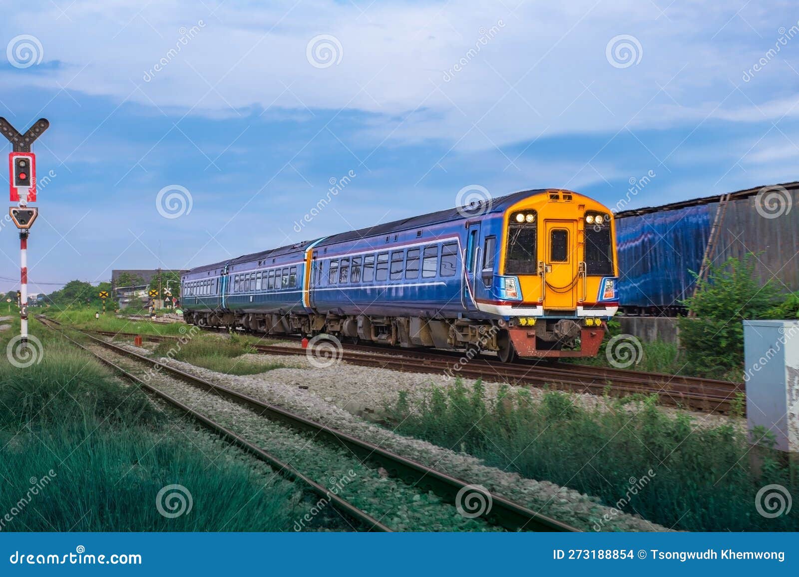 Diesel Railcar on the Railway. Stock Photo - Image of passenger ...