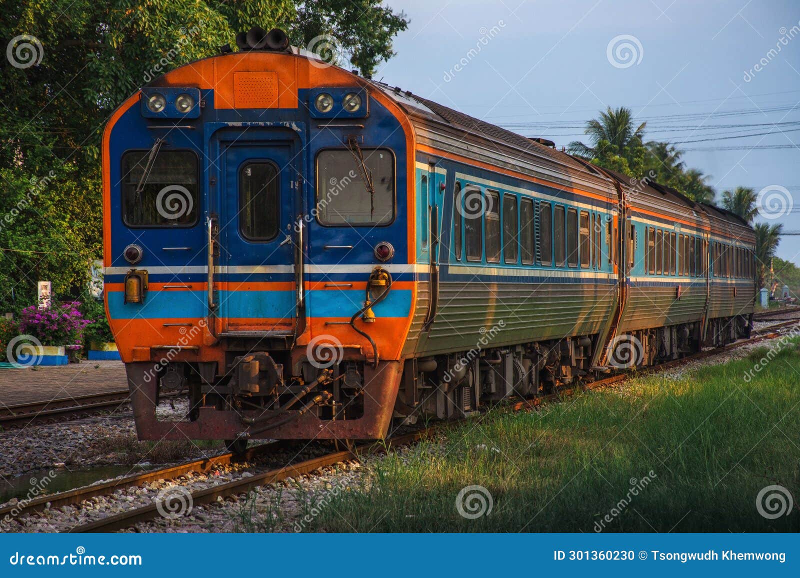 Diesel Railcar on the Railway. Editorial Image - Image of station ...