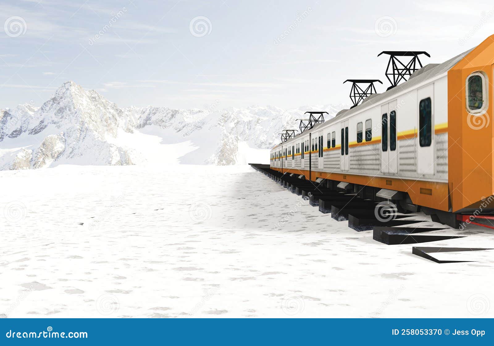Diesel Train (eastern Express) in Motion on Snow Covered Railway ...