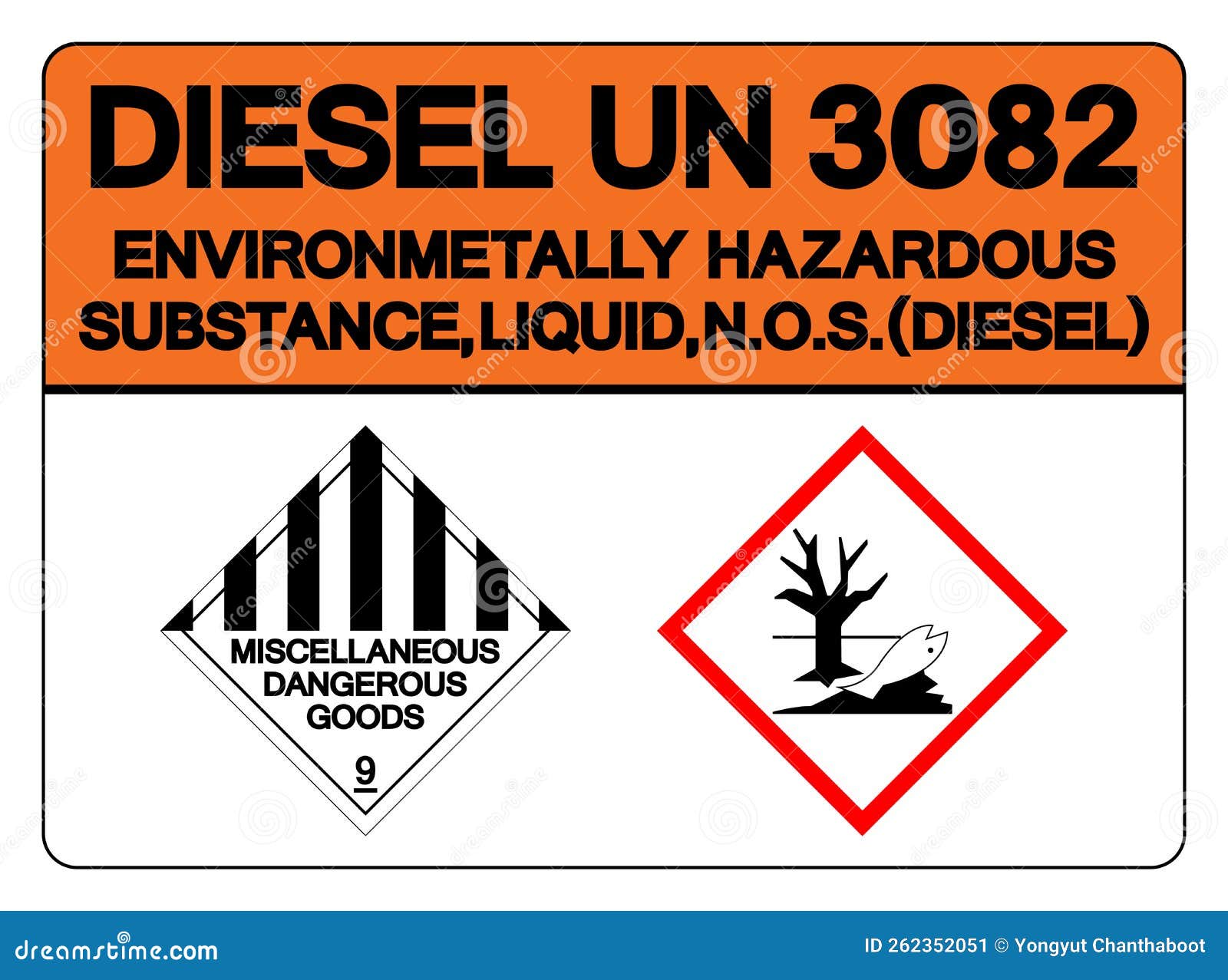 Diesel UN 3082 Label Symbol Sign ,Vector Illustration, Isolate on White ...