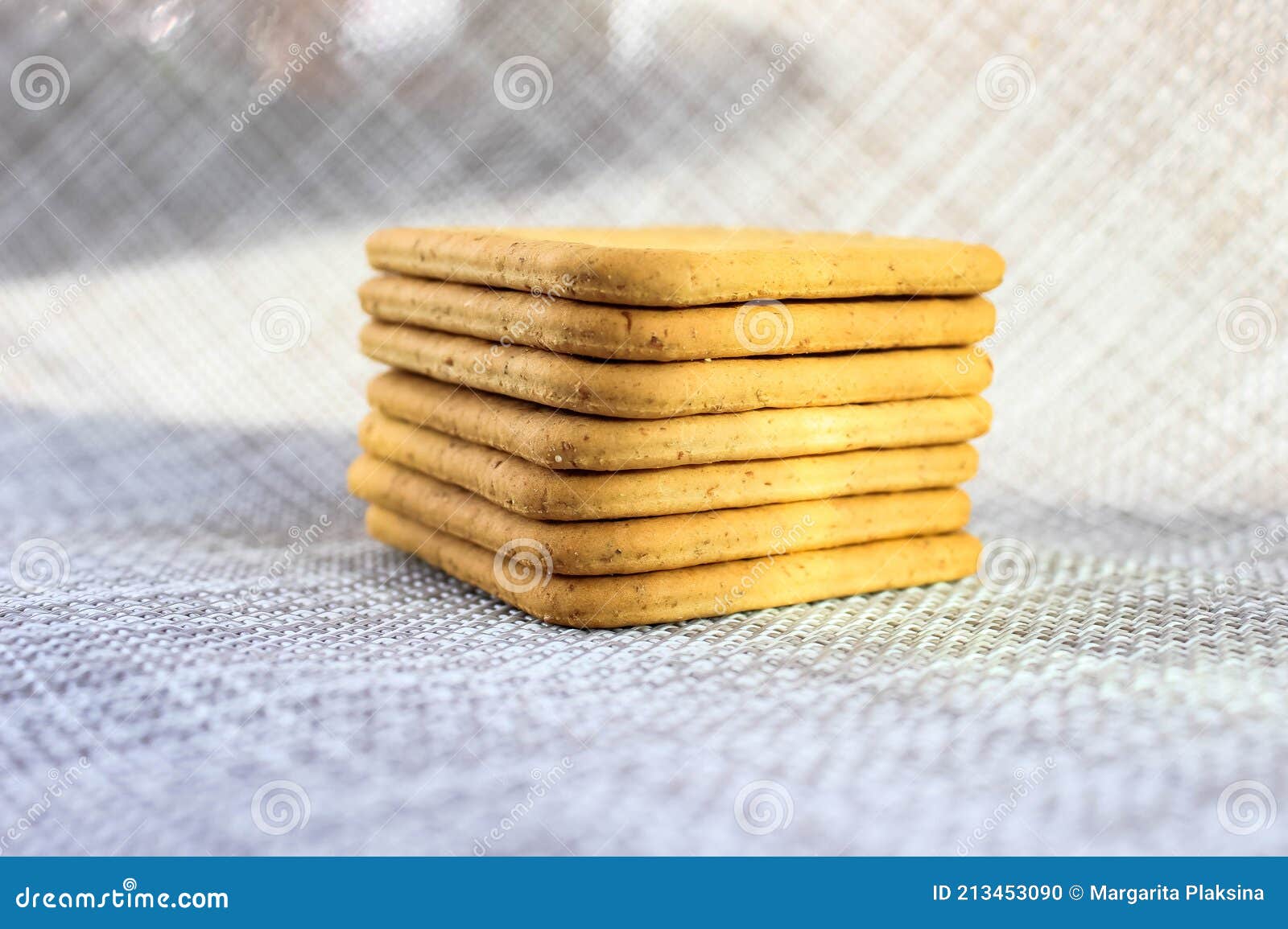 Diet Bran Crackers are Stacked in a Pyramid on the Table Stock Photo ...