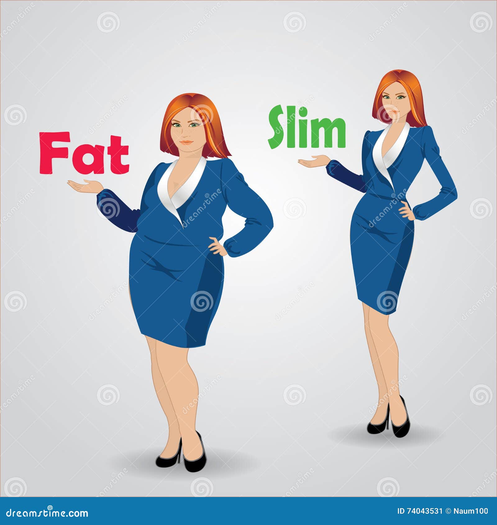 Diet Choice Of Girls Being Fat Or Slim Stock Vector Illustration