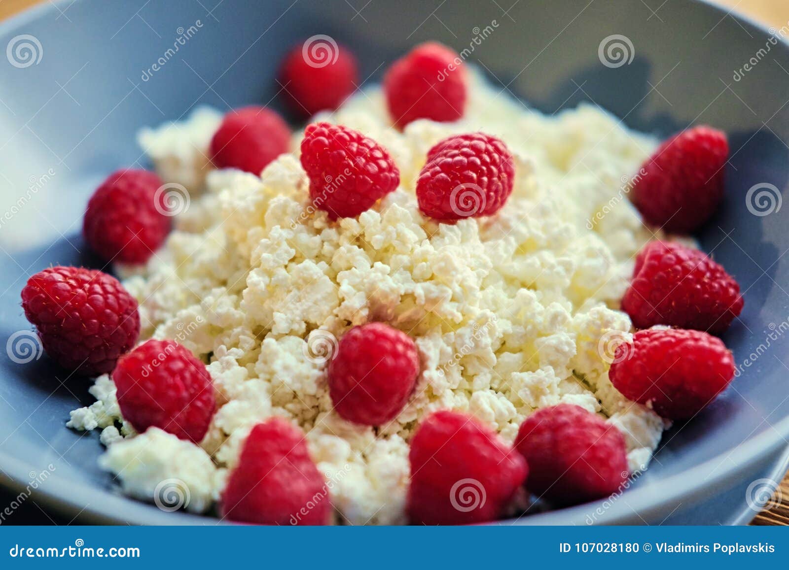 Diet Curd with Raspberry on a Plate. at the Kitchen Stock Photo - Image ...