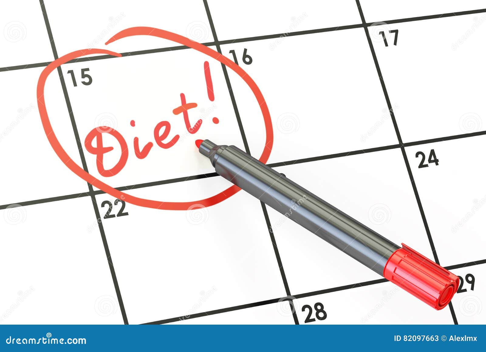 Diet Date on Calendar Concept Stock Illustration - Illustration of ...