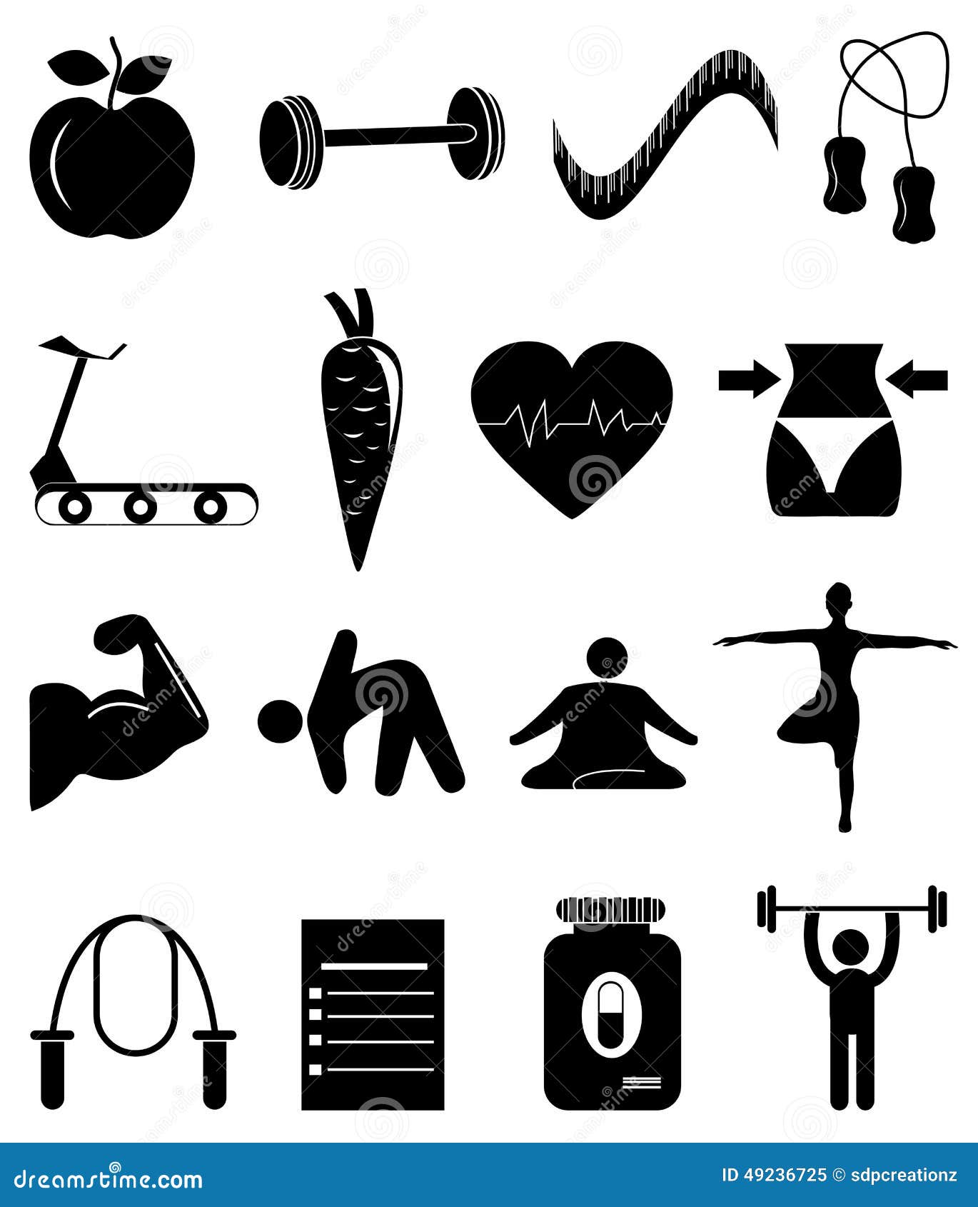Diet exercise icons set stock vector. Illustration of figure - 49236725
