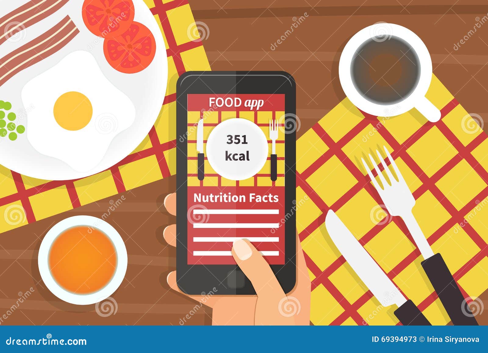 Diet Food Application. Calorie Counter Stock Vector - Illustration of ...