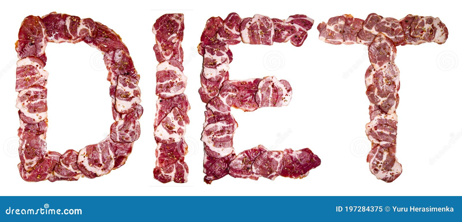 Diet. Fresh Meat Alphabet. Conceptual Font for Design. Stock Image ...