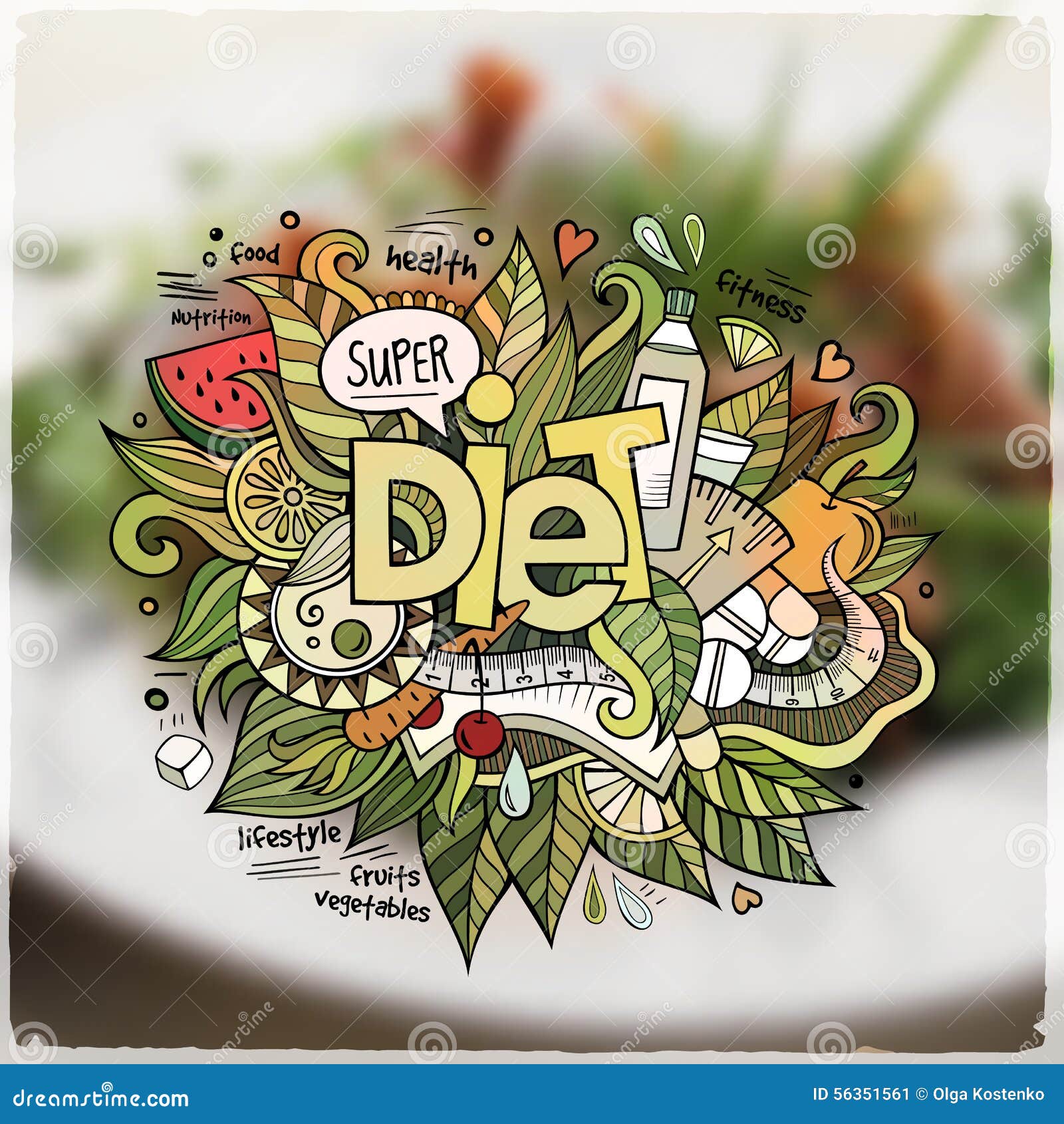 Diet Hand Lettering and Doodles Elements Emblem Stock Vector ...