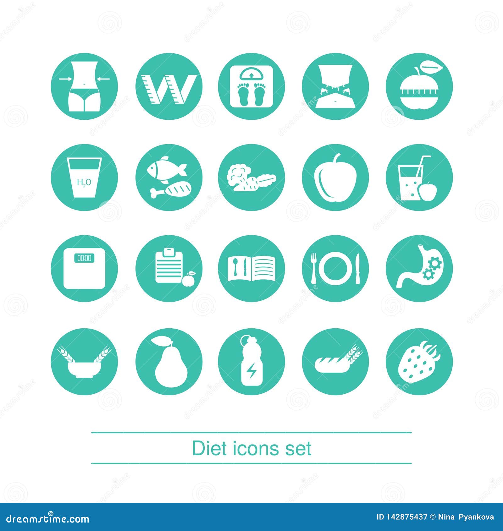 Diet icon set stock vector. Illustration of activity - 142875437