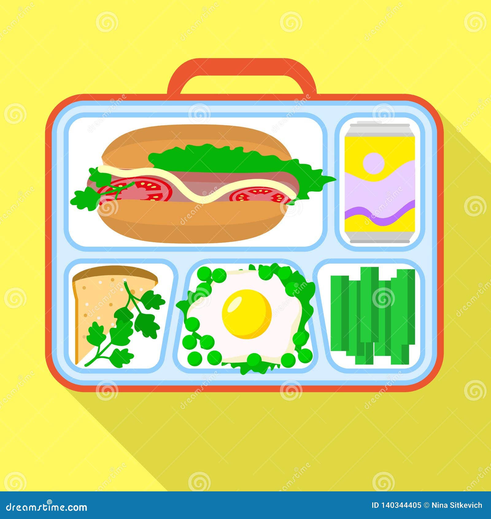 Diet Lunch Bag Icon, Flat Style Stock Vector - Illustration of ...