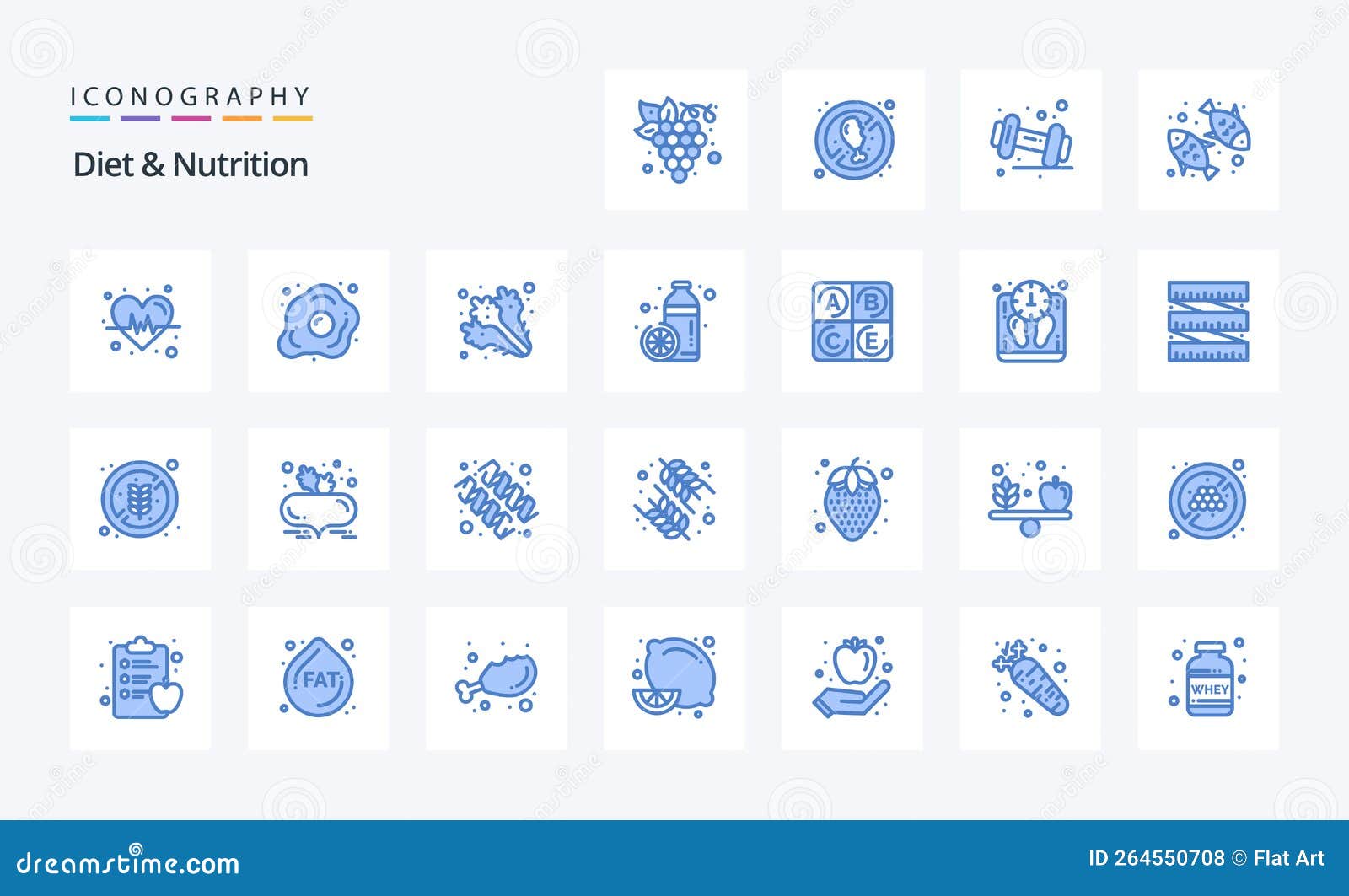 25 Diet and Nutrition Blue Icon Pack Stock Vector - Illustration of ...