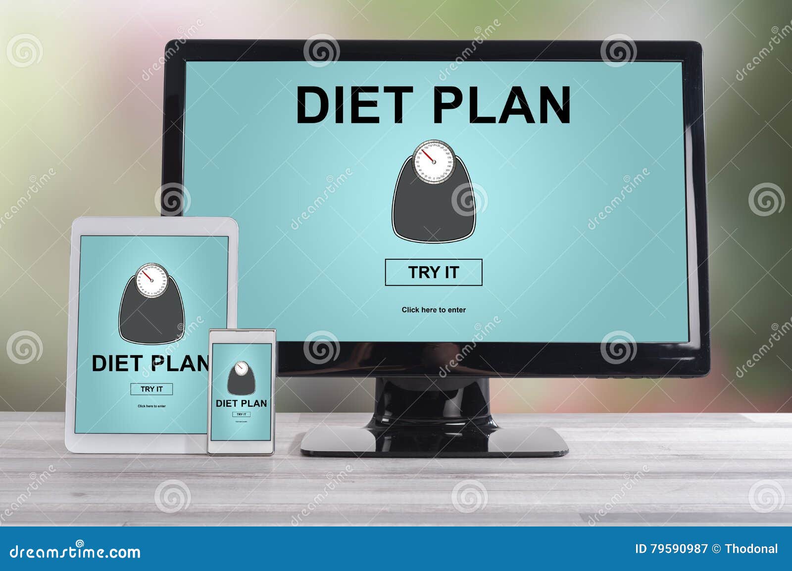 Diet Plan Concept on Different Devices Stock Image - Image of eating ...