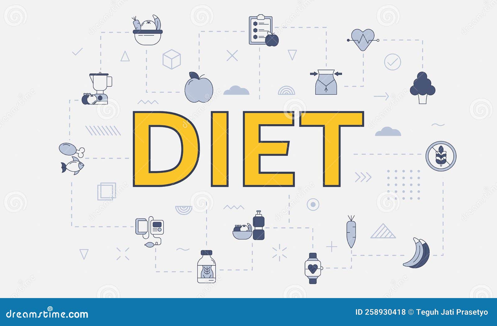 Diet Plan Concept with Icon Set with Big Word or Text on Center Stock ...