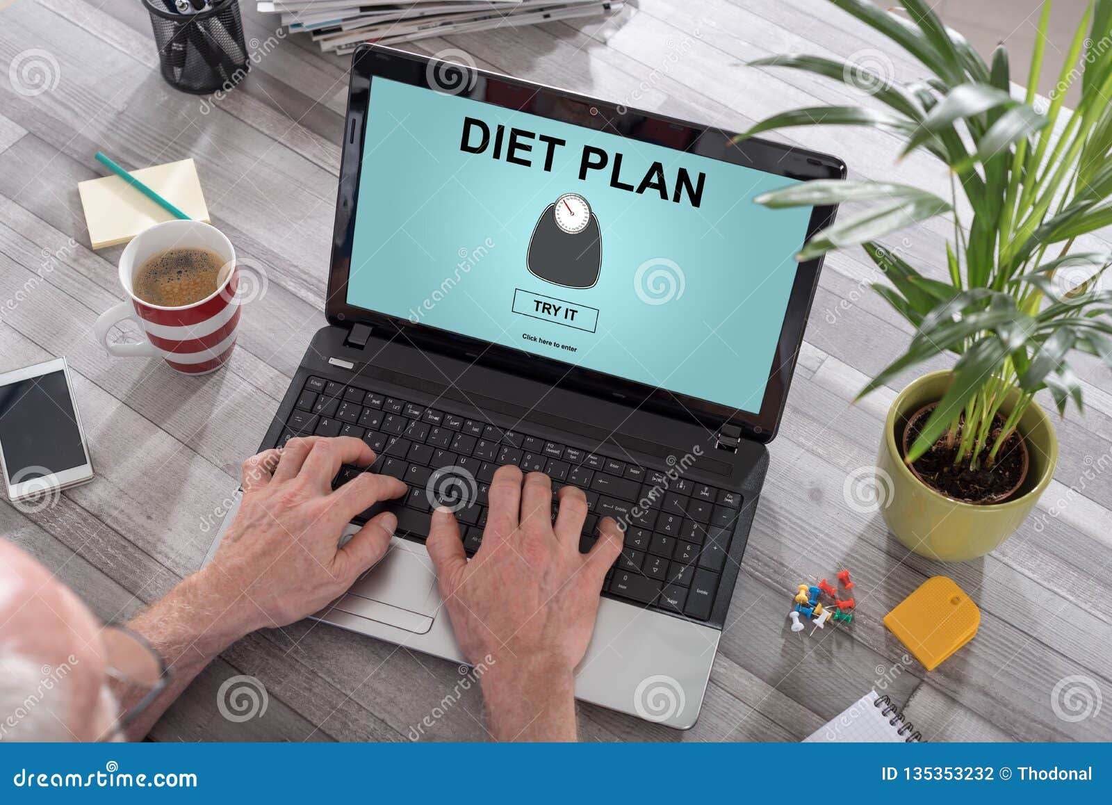 Diet Plan Concept on a Laptop Stock Photo - Image of weight, internet ...
