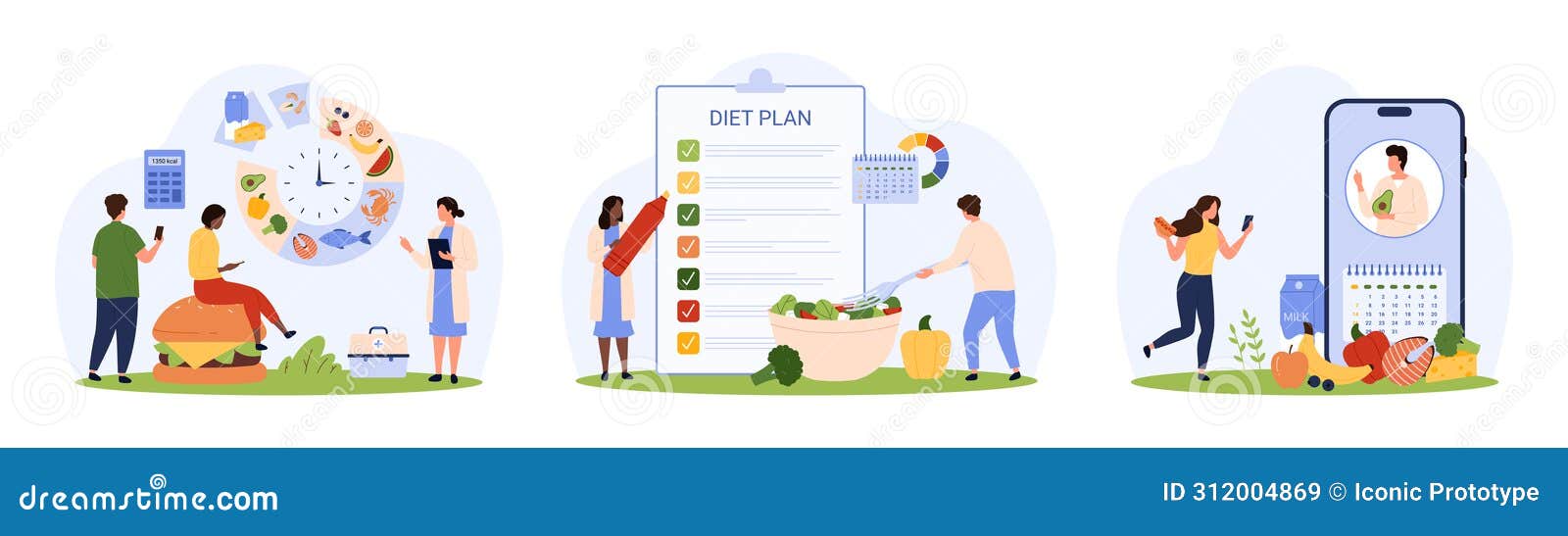 Diet Plan Management, Healthy Nutrition Program Set, Tiny People ... Diet Plan Management, Healthy Nutrition Program Set, Tiny People ...