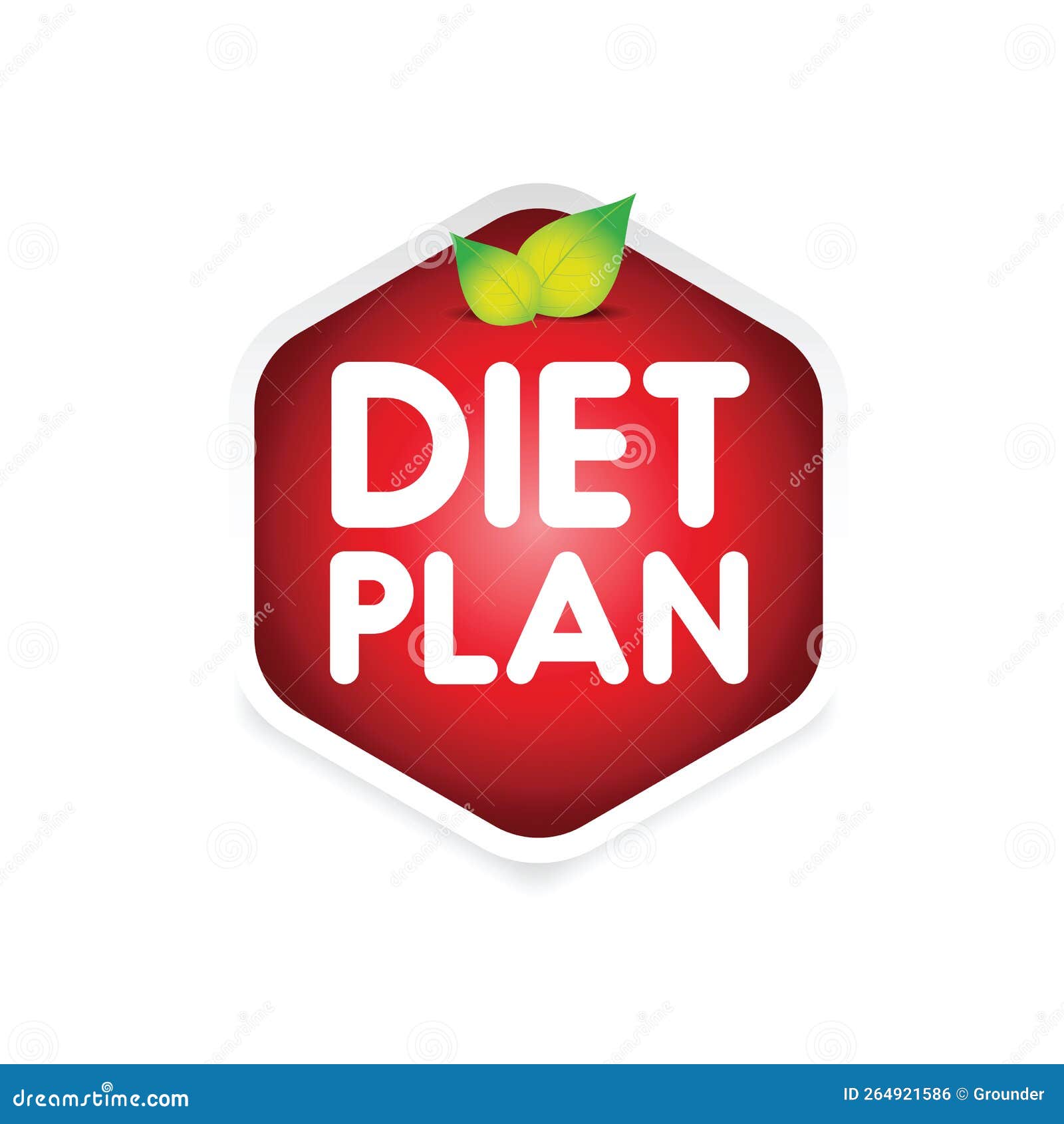 Diet Plan Red Button with Leaf Stock Vector - Illustration of diet ...