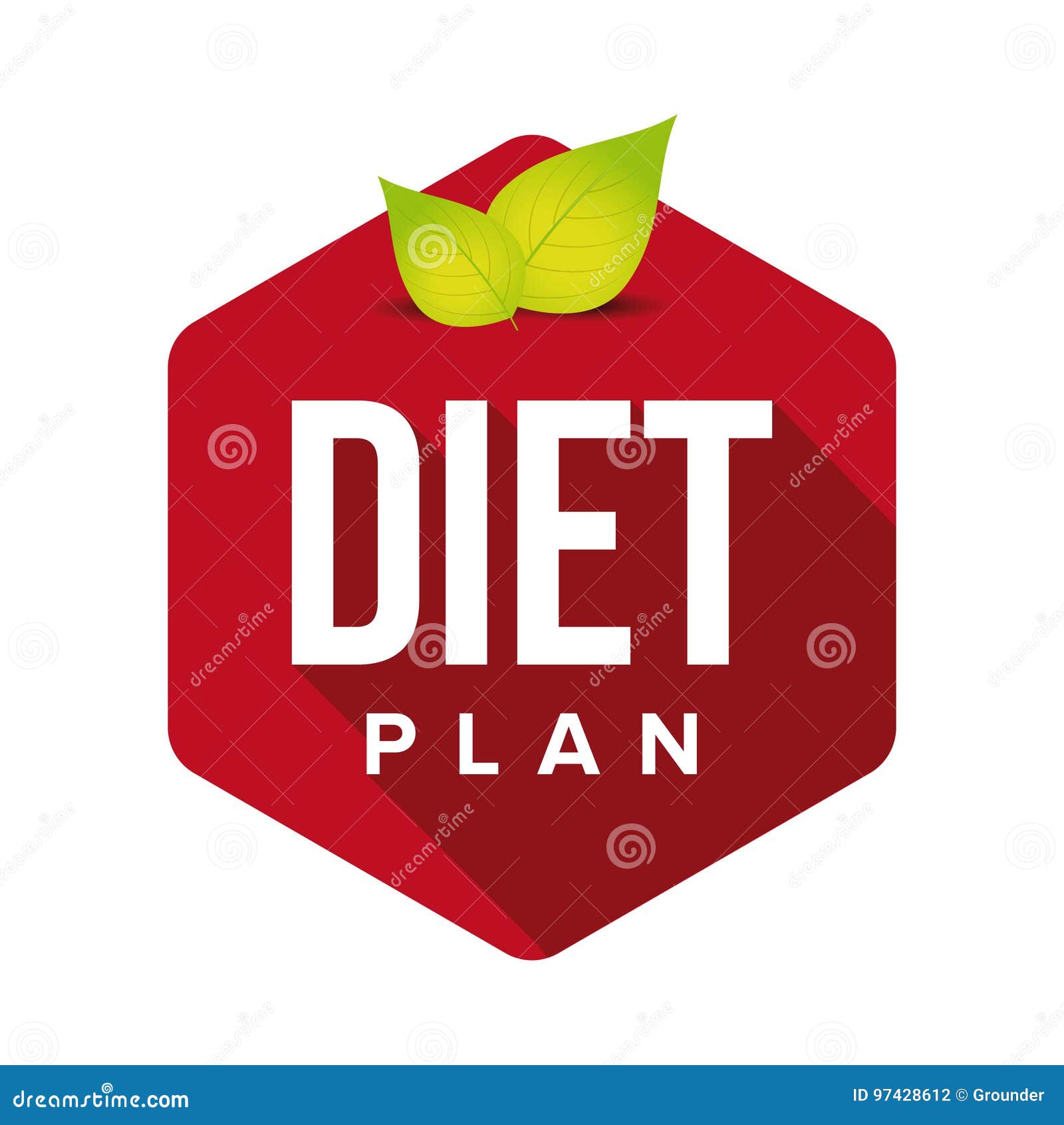 Diet Plan Sign Button with Leaves Stock Vector - Illustration of loss ...