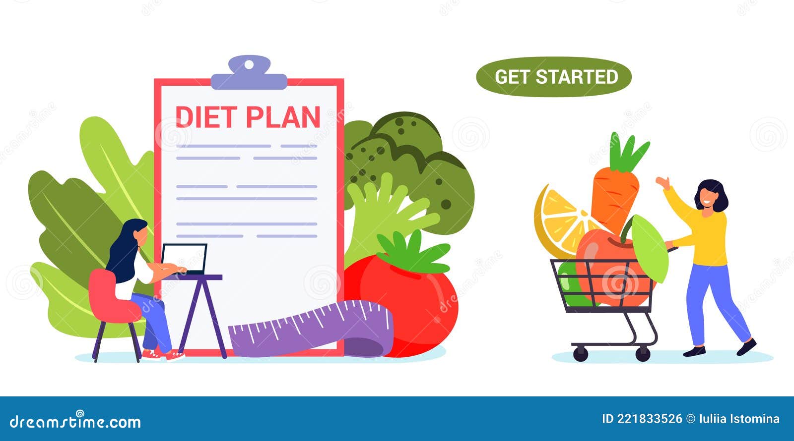 Diet Plan Vector Website Template Tiny People Nutritionist Stock Vector ...
