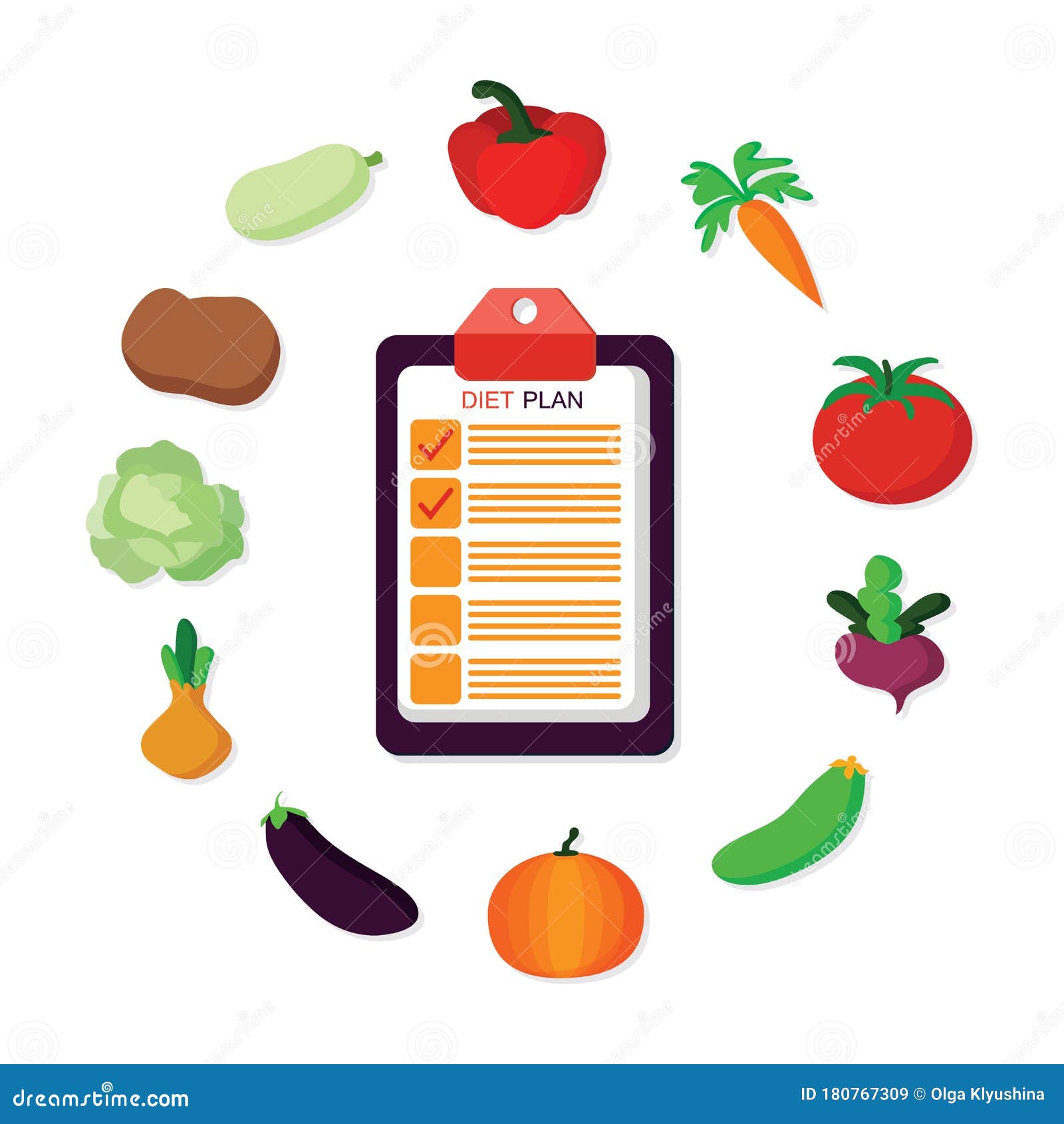 Diet Planning Flat Vector Illustration Stock Illustration ...