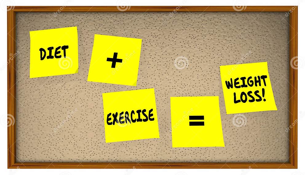 Diet Plus Exercise Equals Weight Loss Plan Success Stock Illustration ...