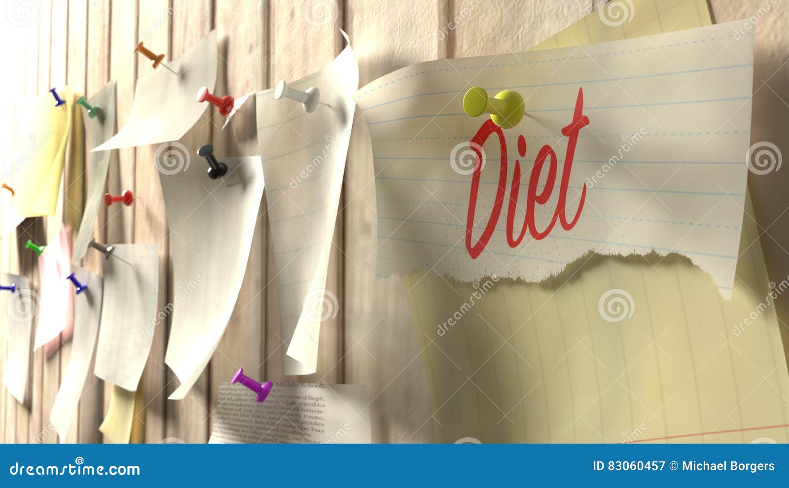 Diet Reminder Note Pinned To Kitchen Wall Stock Illustration ...