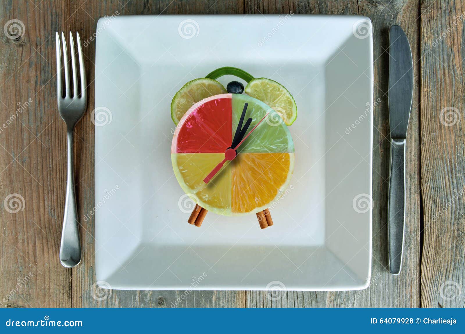 Diet time clock stock photo. Image of snack, vegetable - 64079928