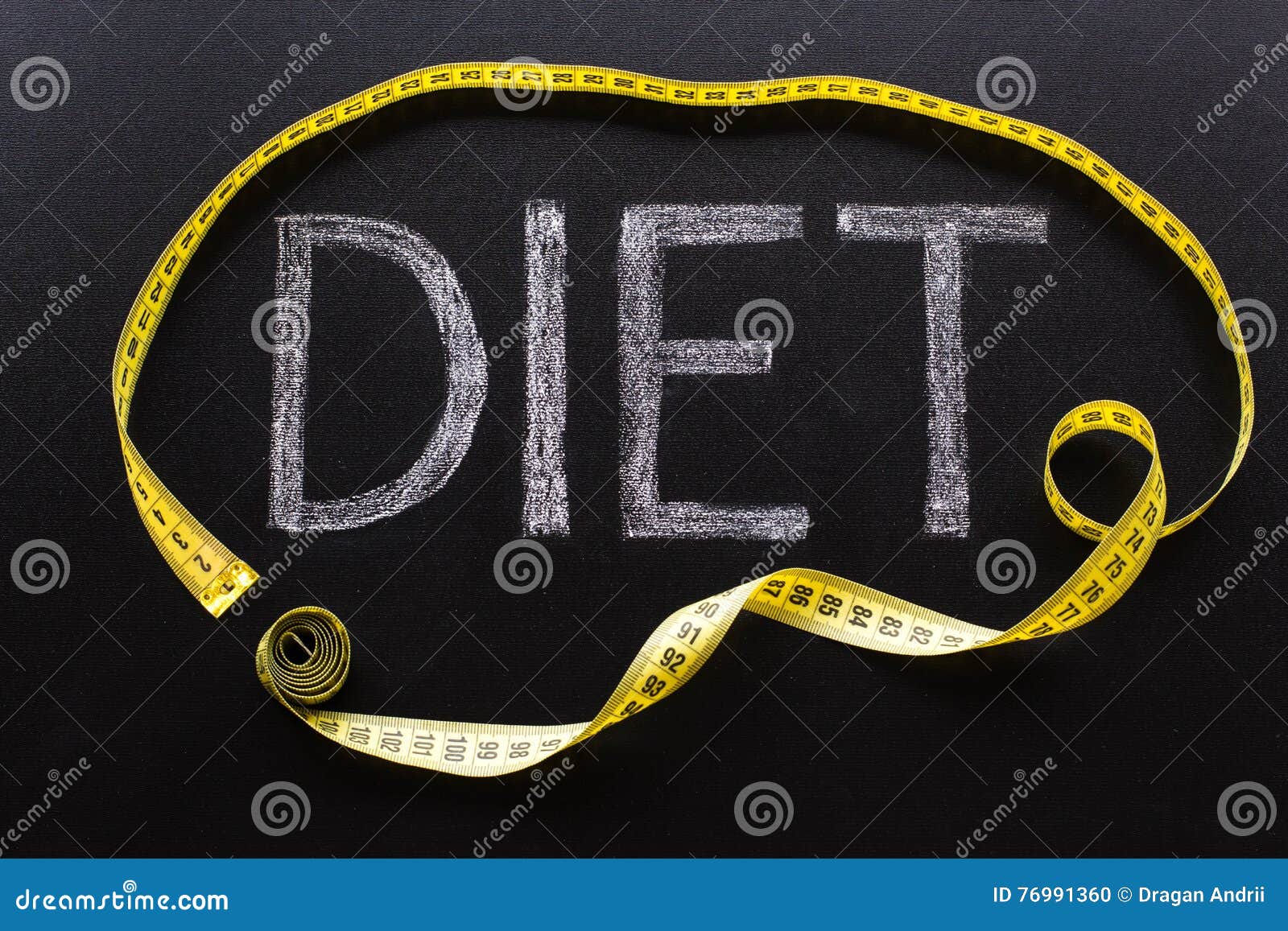 Diet Word Written in Chalk with a Yellow Centimeter Stock Photo - Image ...