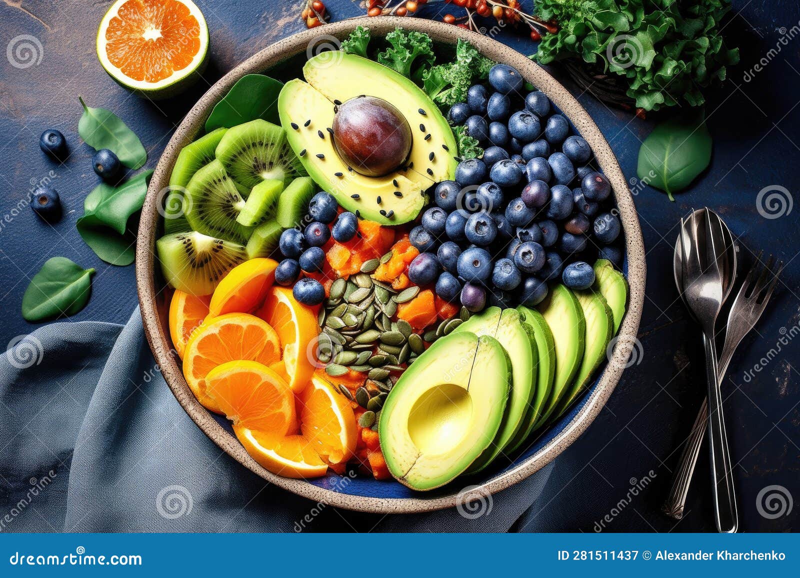 Dietary Food Concept Top View Of Vegan Buddha Bowl With Sweet Potatoes
