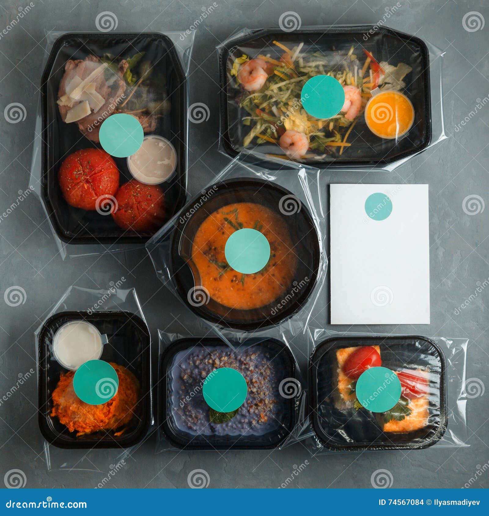 Dietary Food in the Containers on the Concrete Background Stock Photo ...